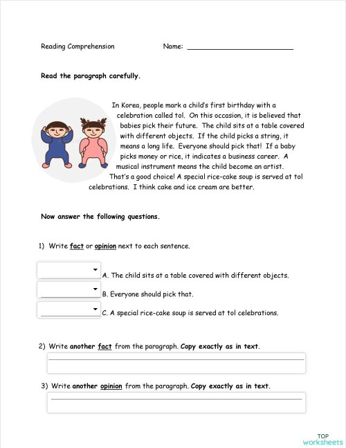 Fact or Opinion - Reading Comprehension HAMA. Interactive worksheet ...