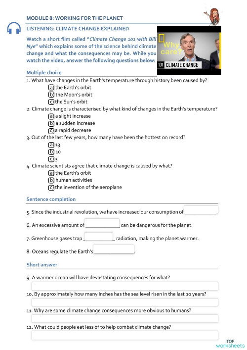 CLIMATE CHANGE EXPLAINED. Interactive worksheet | TopWorksheets