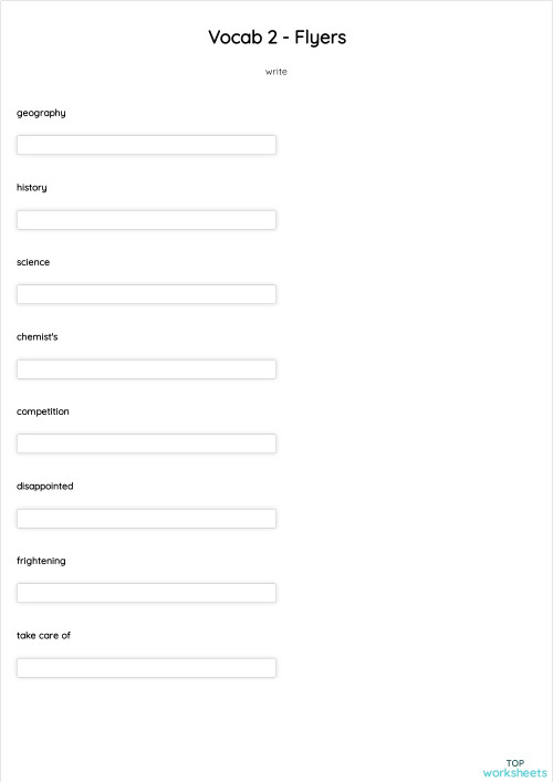 Vocab 2 - Flyers. Interactive worksheet | TopWorksheets