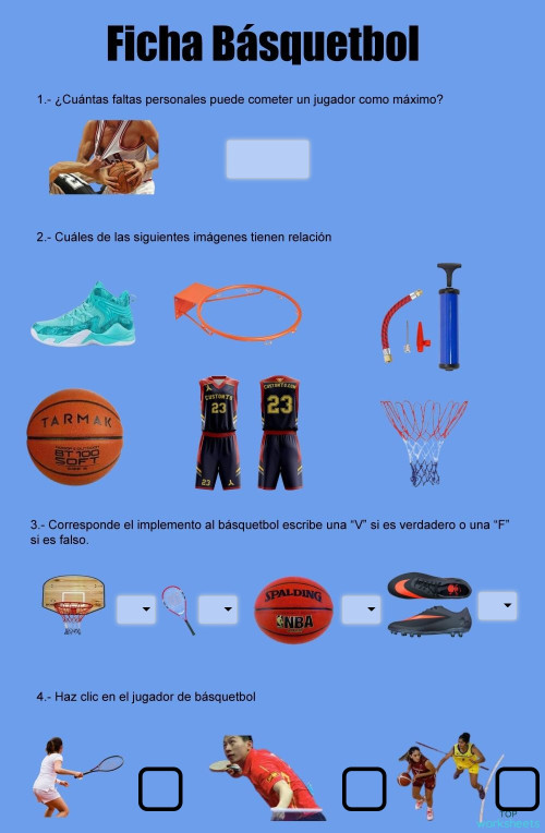 Ficha básqutbol Renato Soto. Ficha interactiva | TopWorksheets