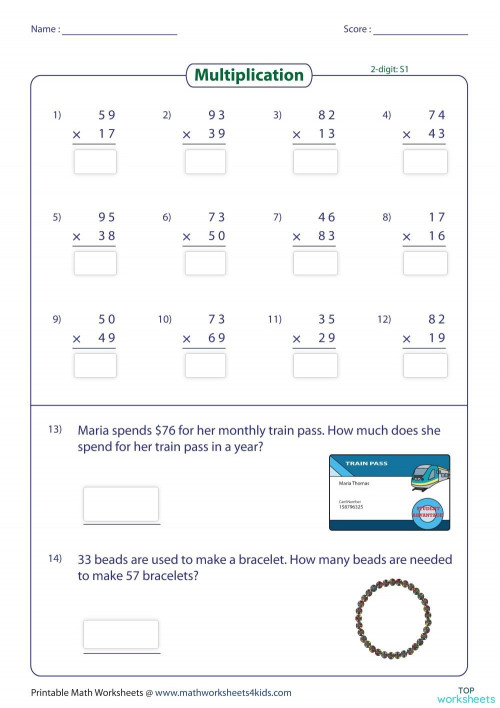 multiplication 1. Interactive worksheet | TopWorksheets