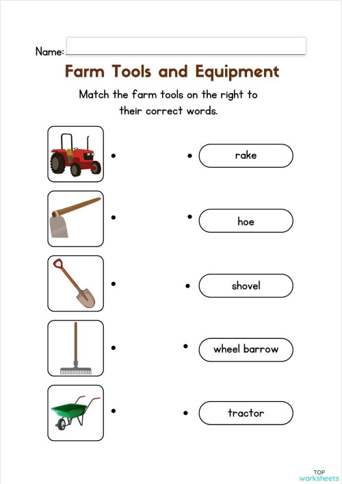 worksheet fearm tools ใบงานเชิงโต้ตอบ | TopWorksheets