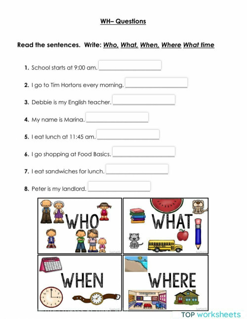 WH Questions. Interactive worksheet | TopWorksheets