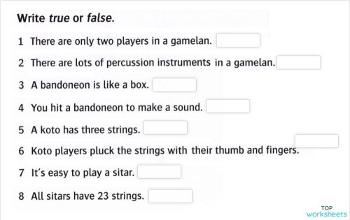 Sound and music part 5. Interactive worksheet | TopWorksheets