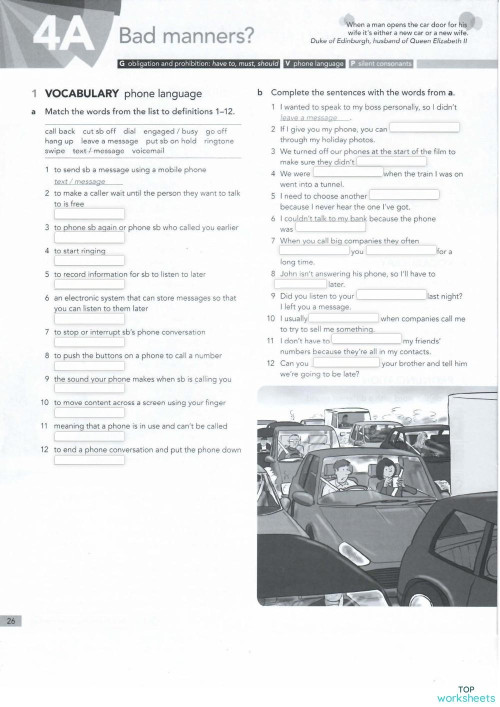 4A | Bad manners (I). Interactive worksheet | TopWorksheets