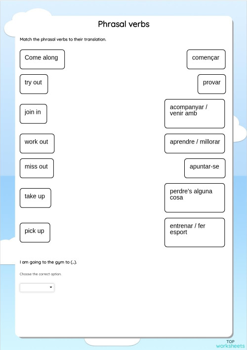 Phrasal verbs. Interactive worksheet | TopWorksheets