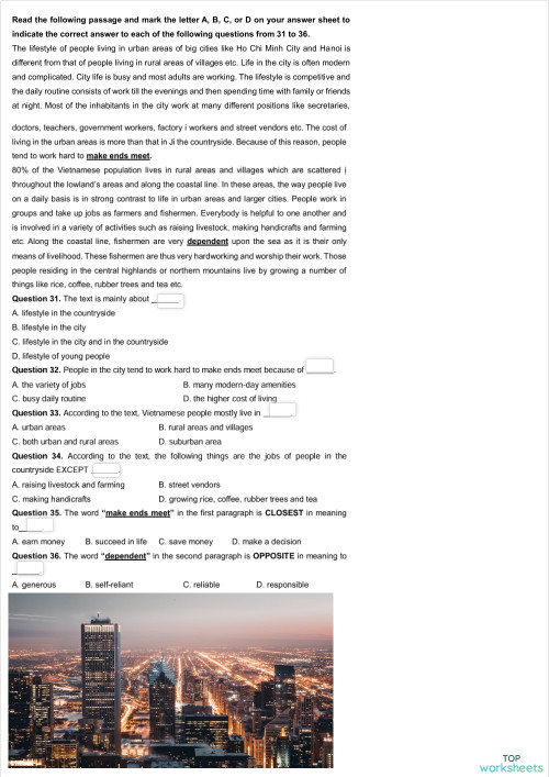 READING MULTIPLE CHOICE 13. Interactive worksheet | TopWorksheets