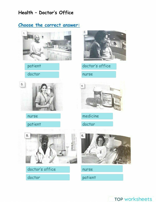 Health - Doctor's Office. Interactive worksheet | TopWorksheets