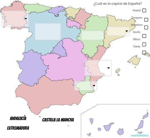 COMUNIDADES_AUTONOMAS_ESPANA. Ficha interactiva | TopWorksheets