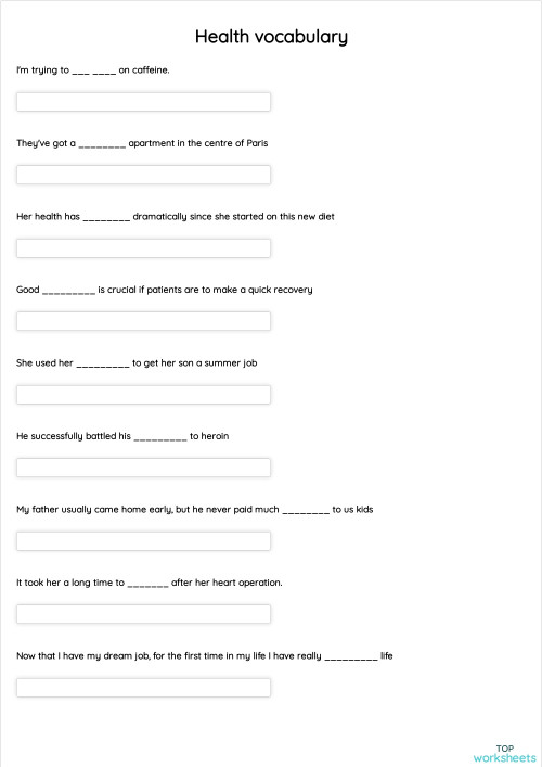 Health vocabulary. Interactive worksheet | TopWorksheets