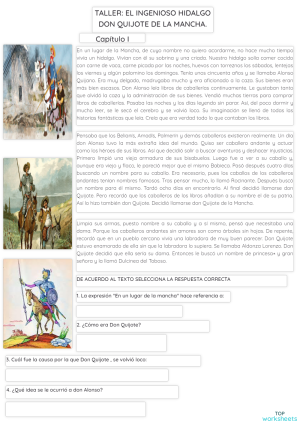 TALLER DEL INGENIOSO HIDALGO DON QUIJOTE. Ficha interactiva | TopWorksheets