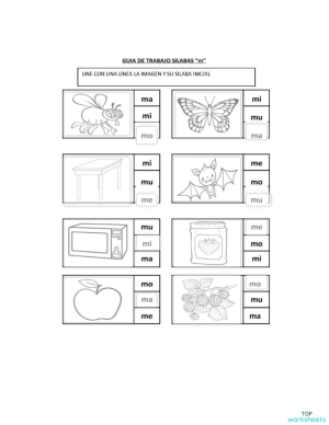 Sílaba Inicial. Ficha interactiva | TopWorksheets