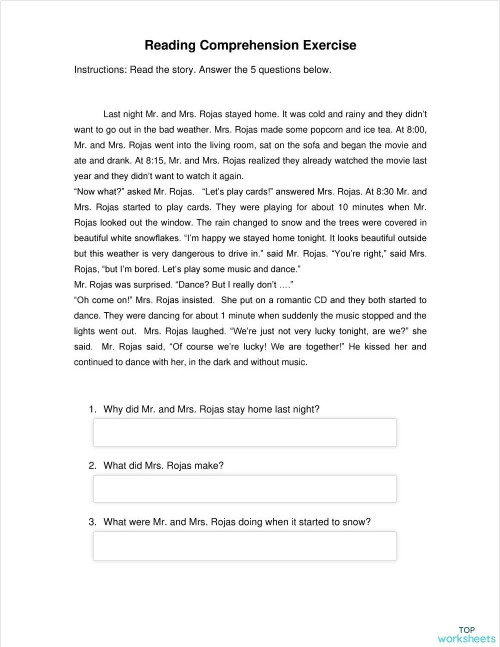 Reading Exercise Past Simple/Continuous. Interactive worksheet ...