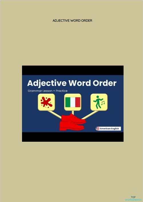 Adjective word order. Interactive worksheet | TopWorksheets