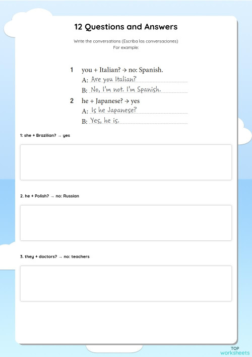 Questions and Answers. Interactive worksheet | TopWorksheets