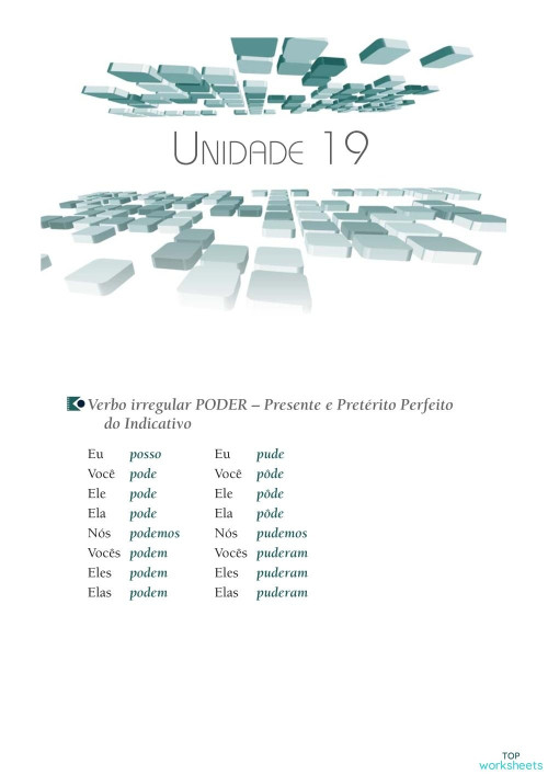 Verbo_PODER_Presente_e_Passado. Ficha interativa | TopWorksheets
