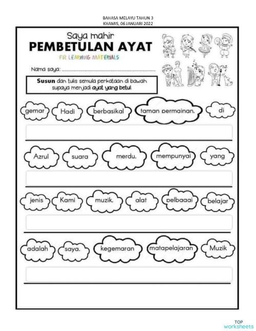 Bahasa Melayu Tahun 3 6jan22 Interactive Worksheet Topworksheets
