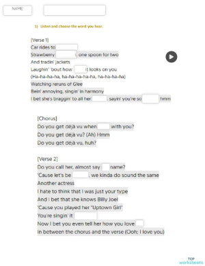 Deja Vu - warm up. Interactive worksheet | TopWorksheets