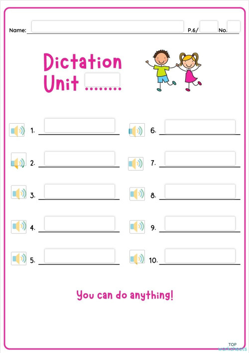 P.6 Dictation 3. Interactive worksheet | TopWorksheets