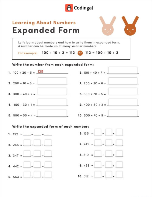 M_G02M03L15_WC02_Standard and Expanded form.. Interactive worksheet | TopWorksheets