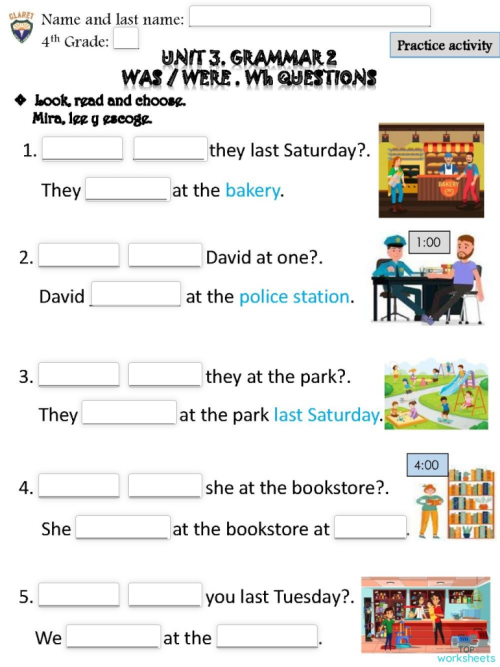 4th G. Unit 3. Grammar 2. Practice activity. Interactive worksheet ...