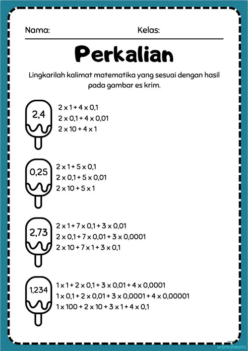 Perkalian Sederhana Desimal. Interactive worksheet | TopWorksheets