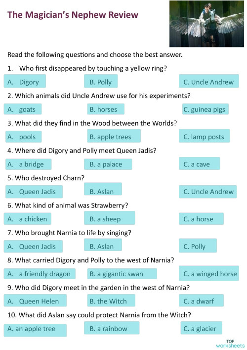 The Magician's Nephew Review. Interactive worksheet | TopWorksheets