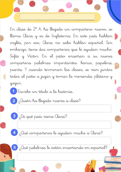 Comprensión lectora - 2º EP. Ficha interactiva | TopWorksheets