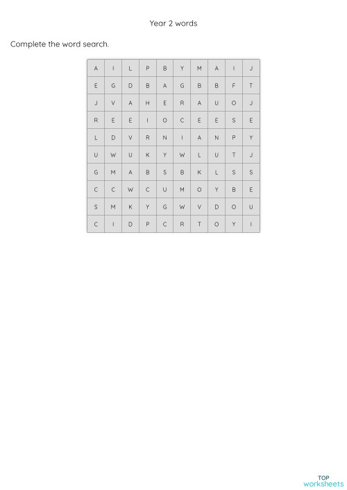 Year 2 words. Interactive worksheet | TopWorksheets