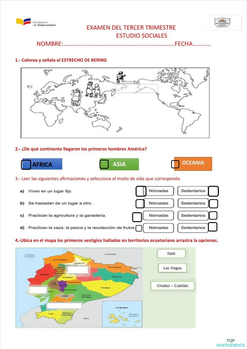 Estudio Sociales. Ficha interactiva | TopWorksheets