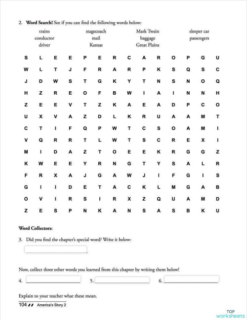 Chapter 10: Word Collectors Pg 104. Interactive worksheet | TopWorksheets