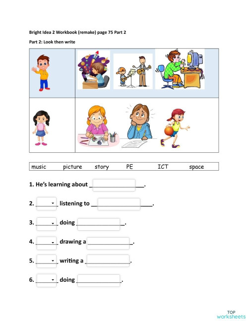 Bright Idea 2 Workbook (Remake) page 75, Part 2. Interactive worksheet ...