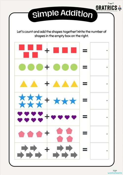 Simple Addition. Interactive worksheet | TopWorksheets