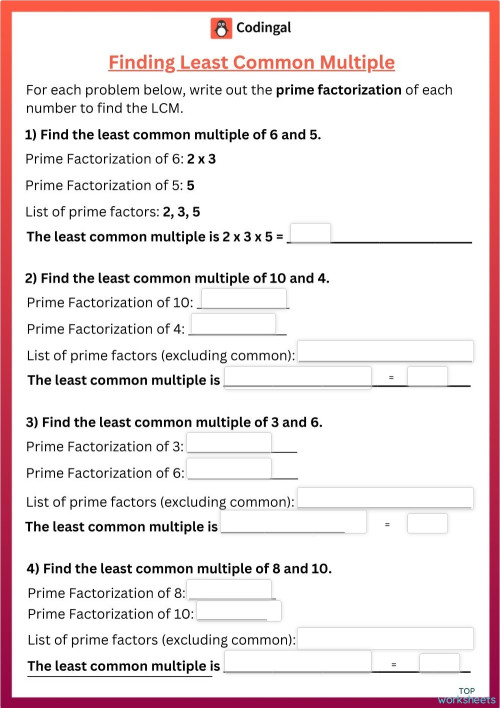 M_G05M05L08_WA01_Finding the_Least_Common_Multiple_3. Interactive worksheet | TopWorksheets