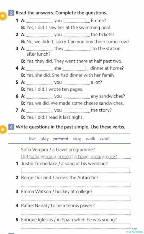 past simple question. Interactive worksheet | TopWorksheets