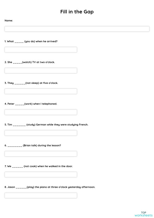 Fill in the Gap. Interactive worksheet | TopWorksheets