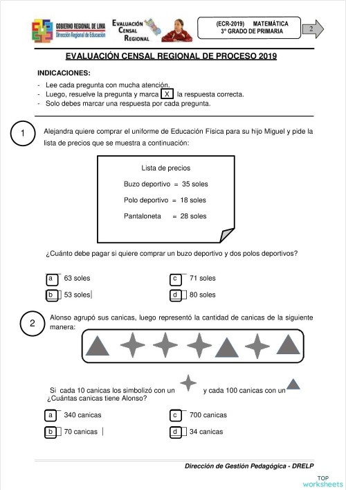 MATEMATICAS 3ER GRADO. Ficha interactiva | TopWorksheets