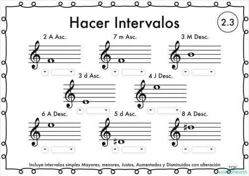 Intervalos 2.3.H. Ficha interactiva | TopWorksheets