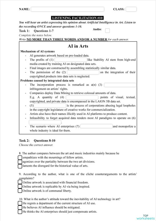 Time and daily routines - Listening. Interactive worksheet | TopWorksheets