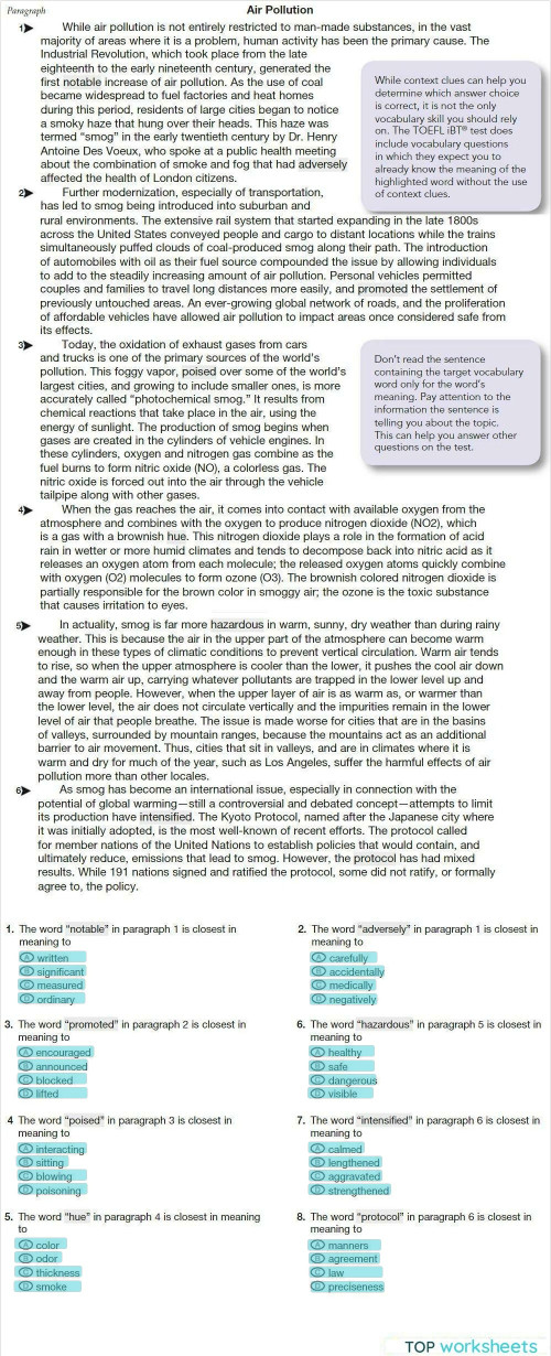 Reading skill 1 passage 1. Interactive worksheet | TopWorksheets