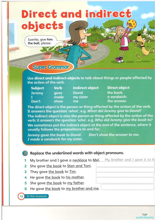 Direct And Indirect Objects Practice Book Sm4 Interactive Worksheet Topworksheets