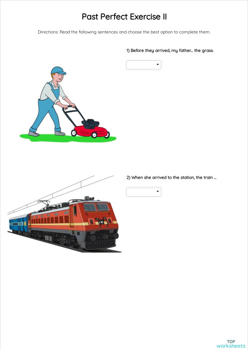 Past Perfect Exercise II. Interactive worksheet | TopWorksheets