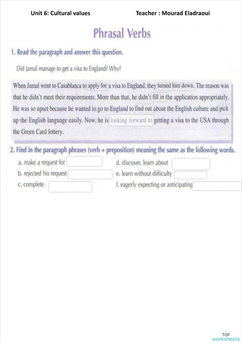 Phrasal verbs 4. Interactive worksheet | TopWorksheets
