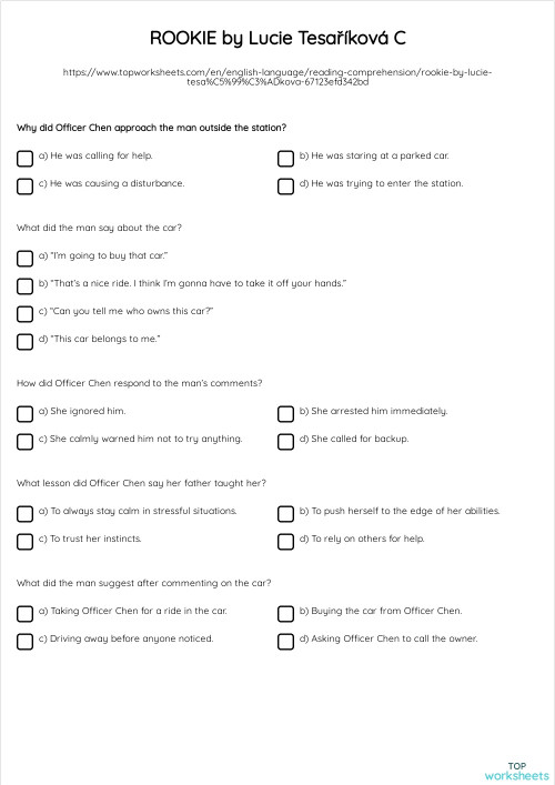 ROOKIE by Lucie Tesaříková C. Interactive worksheet | TopWorksheets
