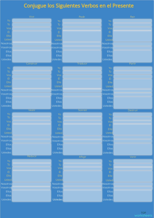 #4 Conjugación IR en el Presente Regular e Irregular. Ficha interactiva ...