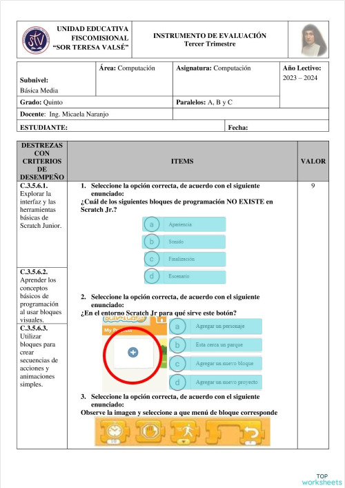 Quintos_Quimestral3. Ficha interactiva | TopWorksheets
