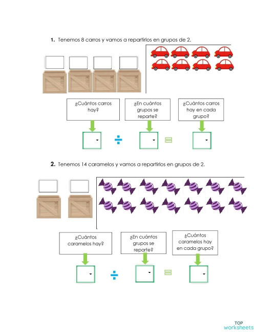 Divisiones Matemáticas. Ficha interactiva | TopWorksheets