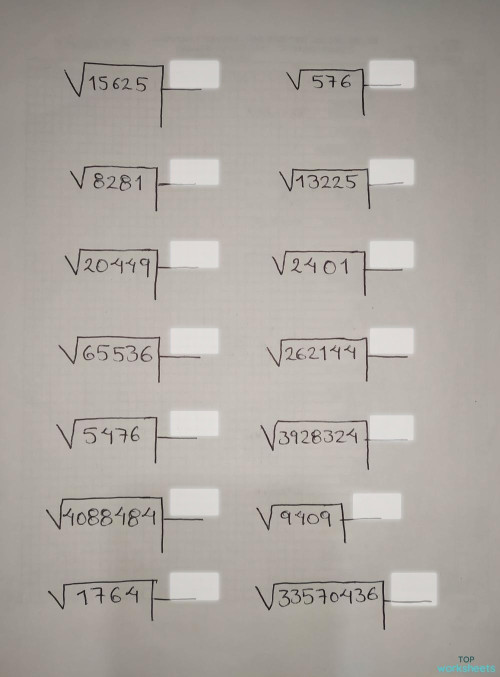 Raíces Cuadradas. Ficha interactiva | TopWorksheets