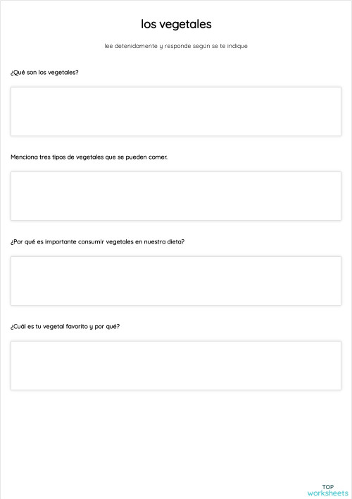 los vegetales. Ficha interactiva | TopWorksheets