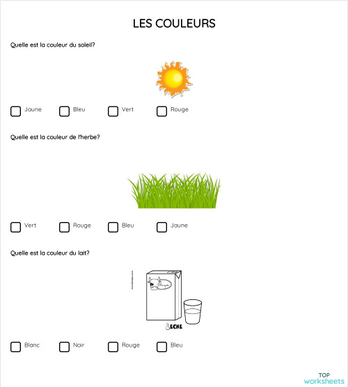 LES COULEURS. Fiche interactive | TopWorksheets